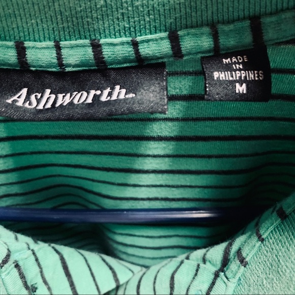 Ashworth | Shirts | Ashworth Teal And Blue Striped Golf Shirt | Poshmark